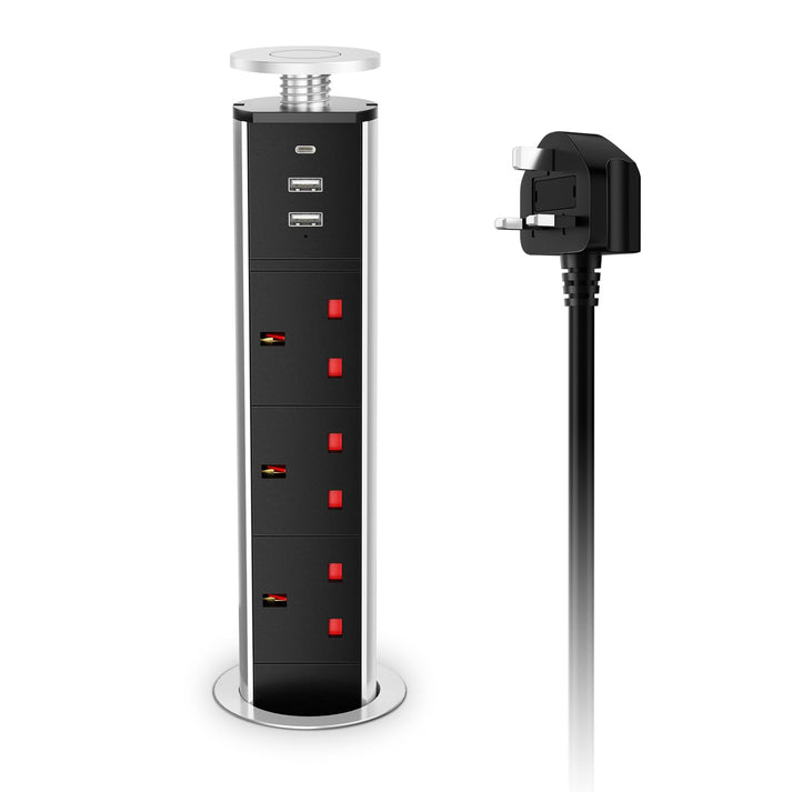 HANNELORE Pull Up Plug Sockets with USB C PD20W, Pop Up Sockets Extens ...